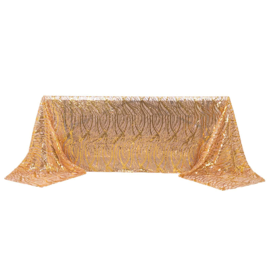 Sequins Tablecloth 90"x156" Rose Gold/Gold | eFavormart