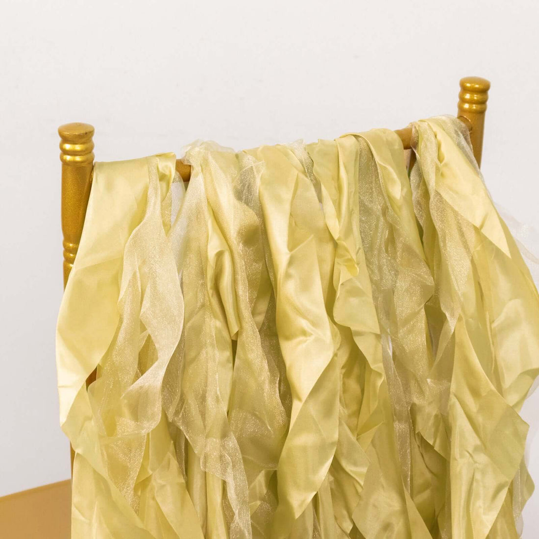 Curly Chiffon Satin Sashes Champagne | eFavormart