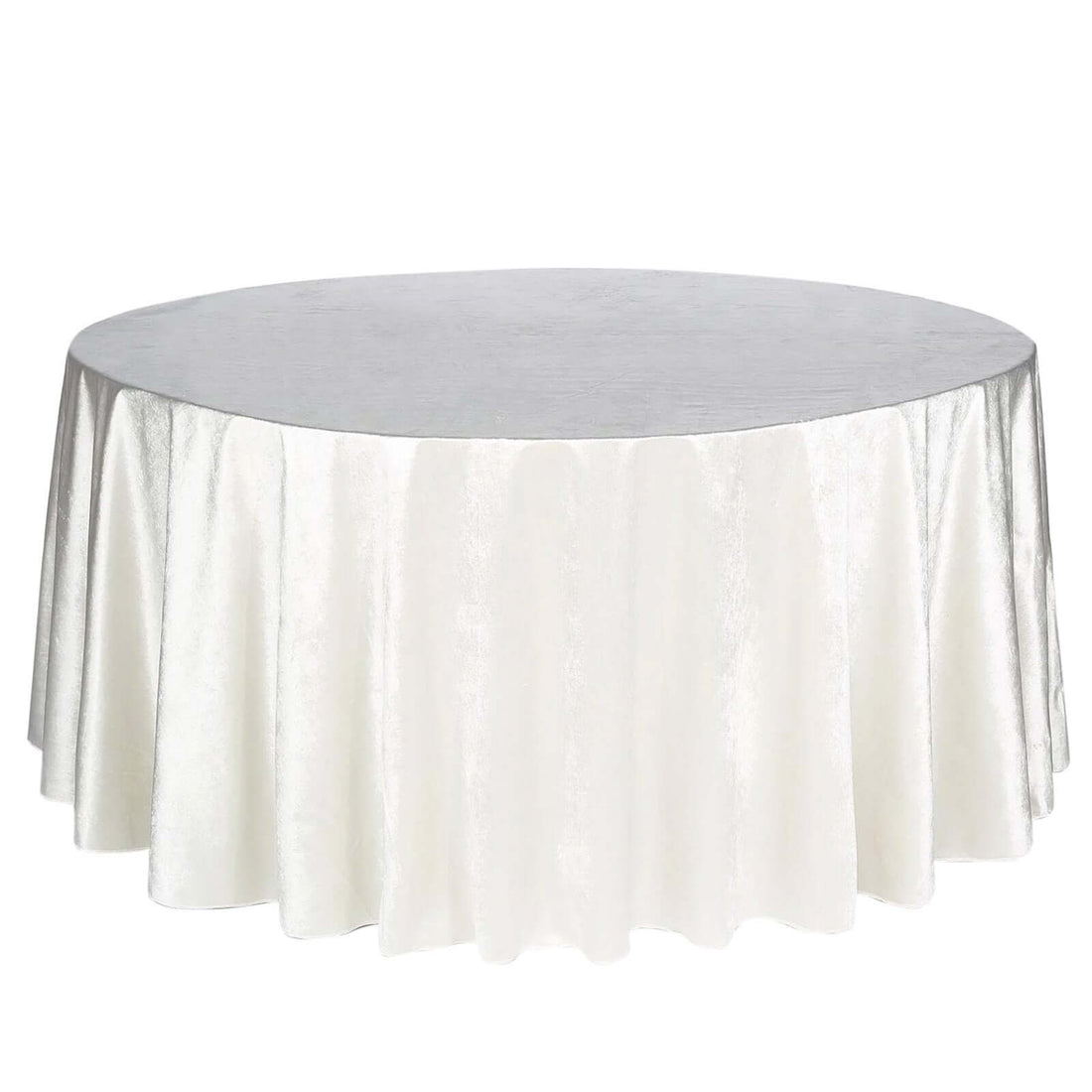 Velvet Round Tablecloth 120" Ivory | eFavormart