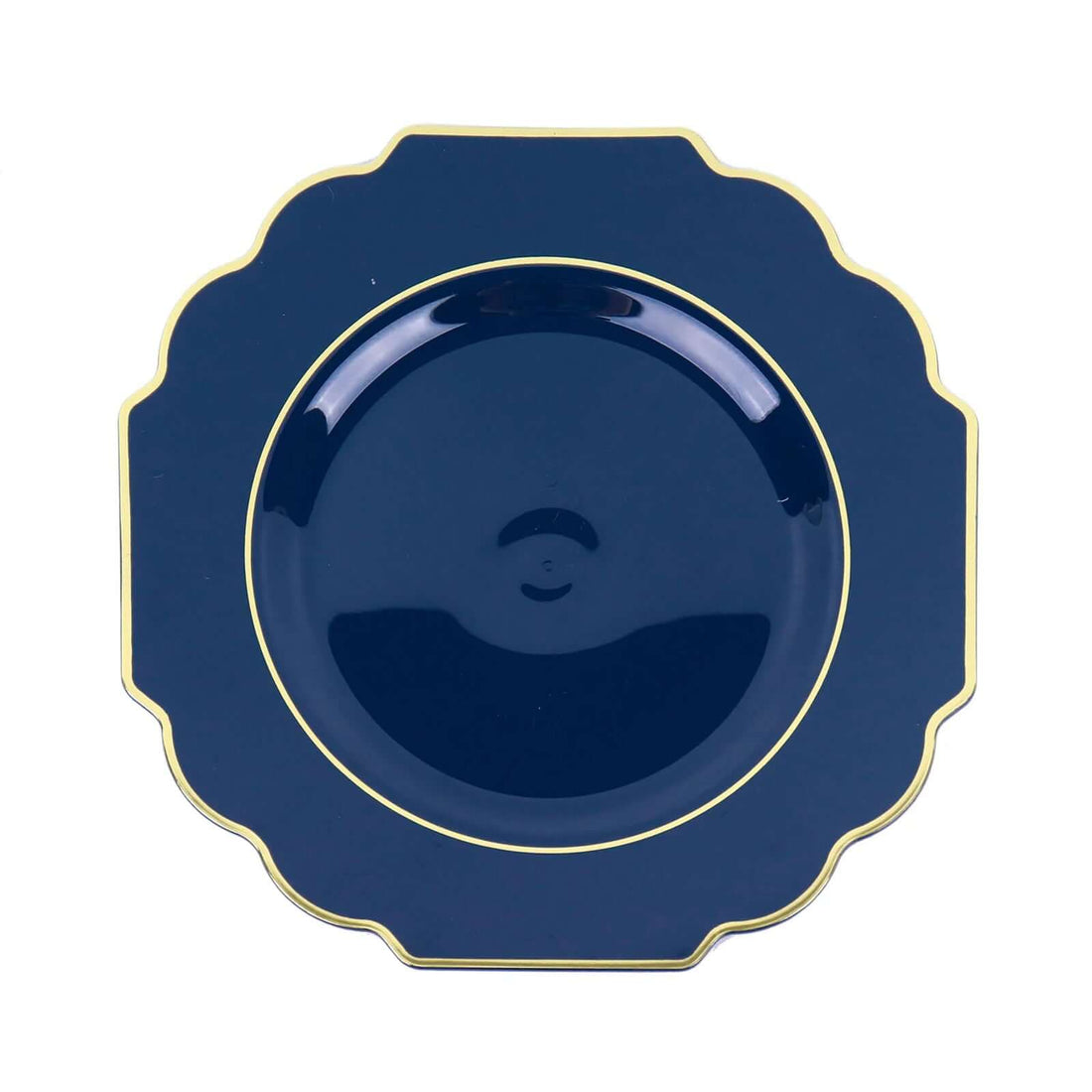 10-Pack 11" Navy Blue Dinner Plates with Gold Rim | eFavormart