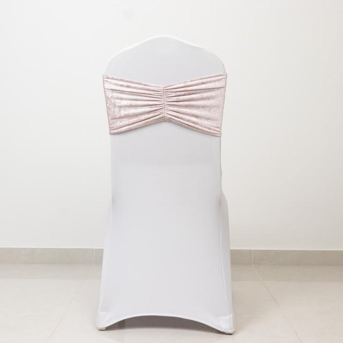 Crushed Velvet Blush Ruffle Chair Sashes 5 Pack | eFavormart