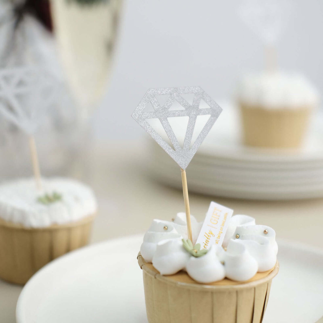 Cupcake Toppers Diamond Ring Silver | eFavormart