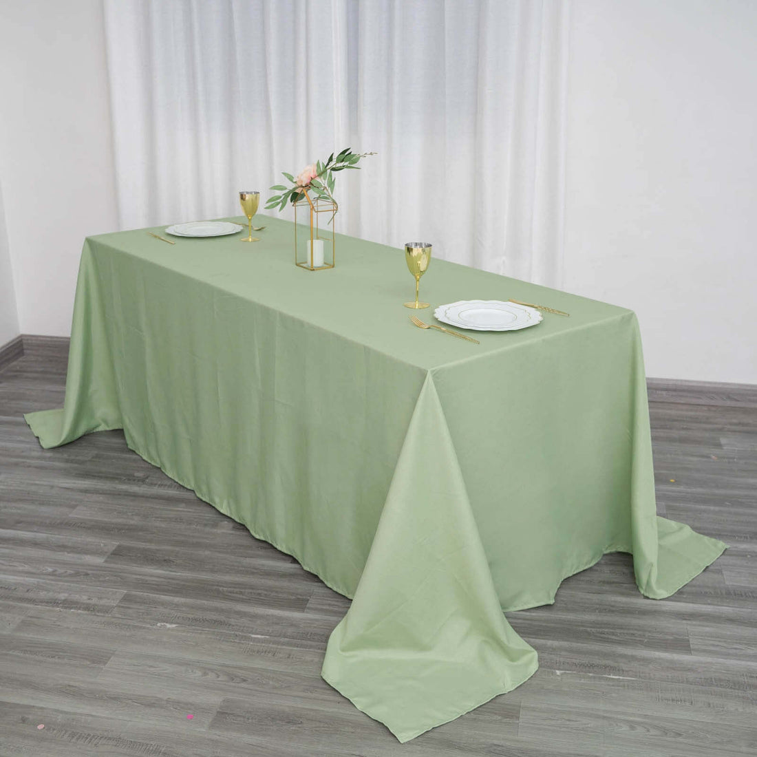 Polyester Tablecloth 90"x132" Sage Green | eFavormart