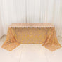 Sequins Tablecloth 90"x156" Rose Gold/Gold | eFavormart
