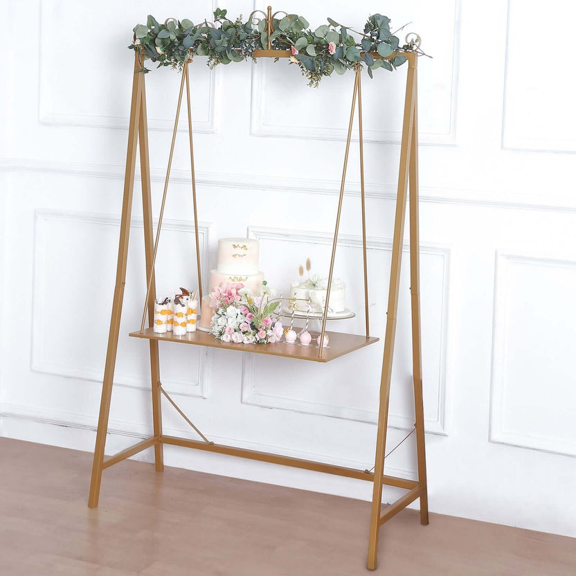 Metal Floor Swing Cake Stand 6ft Gold | eFavormart
