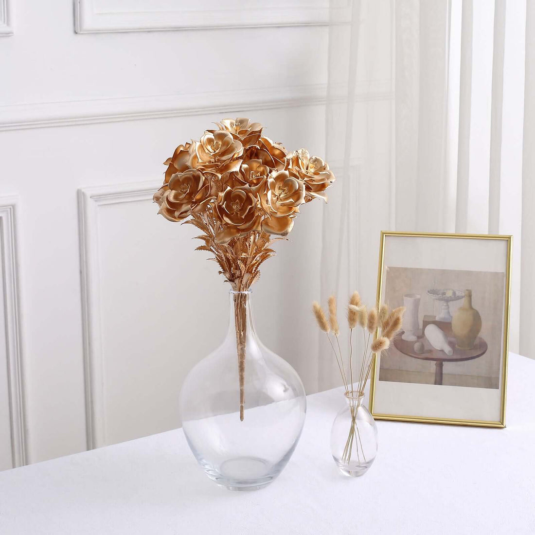 Artificial Metallic Gold Rose Flower Bouquet | eFavormart