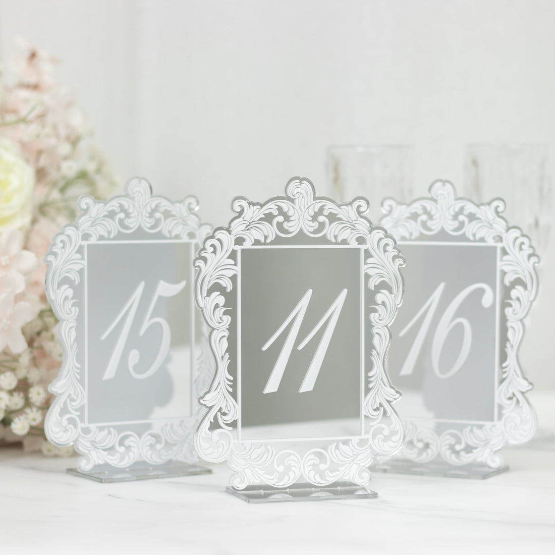 Acrylic Silver Mirror Arch Table Numbers | eFavormart