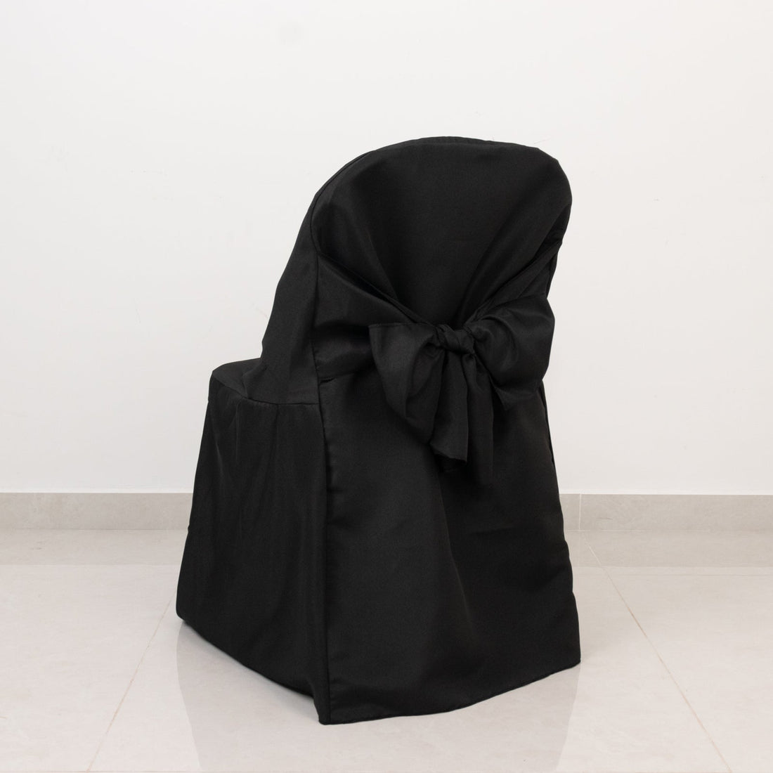 Polyester Folding Chair Covers w/ Sashes Black | eFavormart