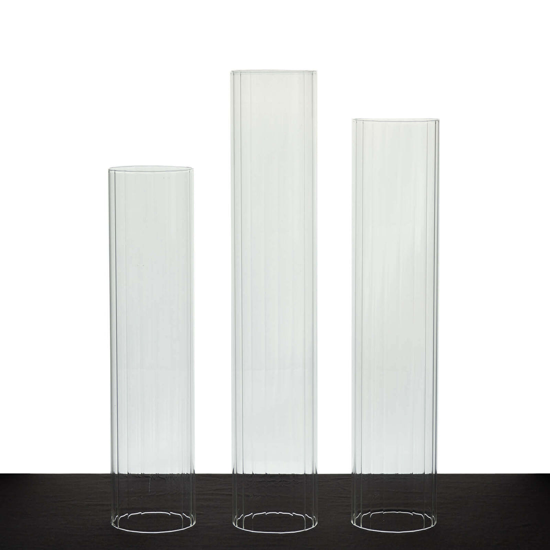 Clear Ribbed Glass Hurricane Shades Set of 3 | eFavormart