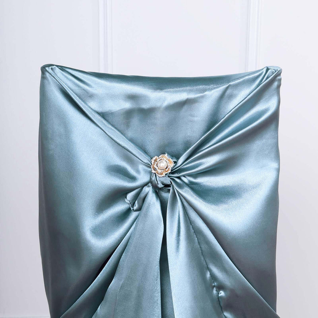 Satin Universal Chair Cover Dusty Blue | eFavormart