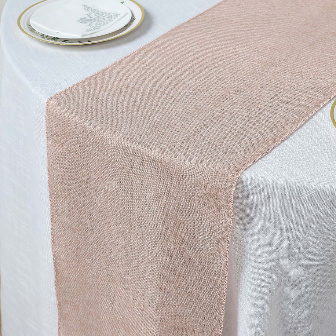 Faux Linen Runner 14"x108" Dusty Rose | eFavormart