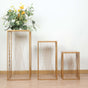 Gold Metal Rectangle Plinth Pedestal Stands | eFavormart