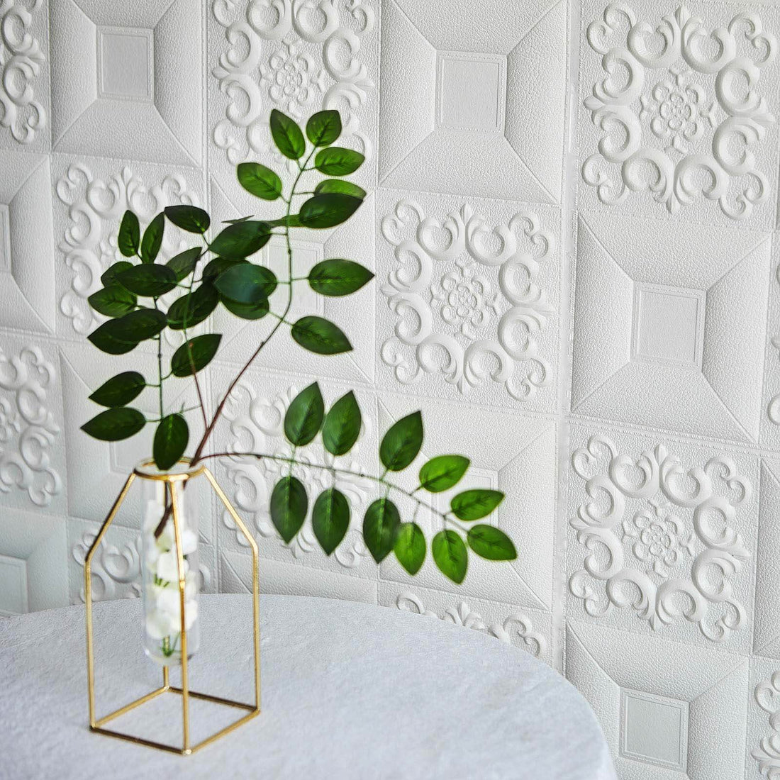 3D White Foam Self Adhesive Wall Panels - French Design | eFavormart