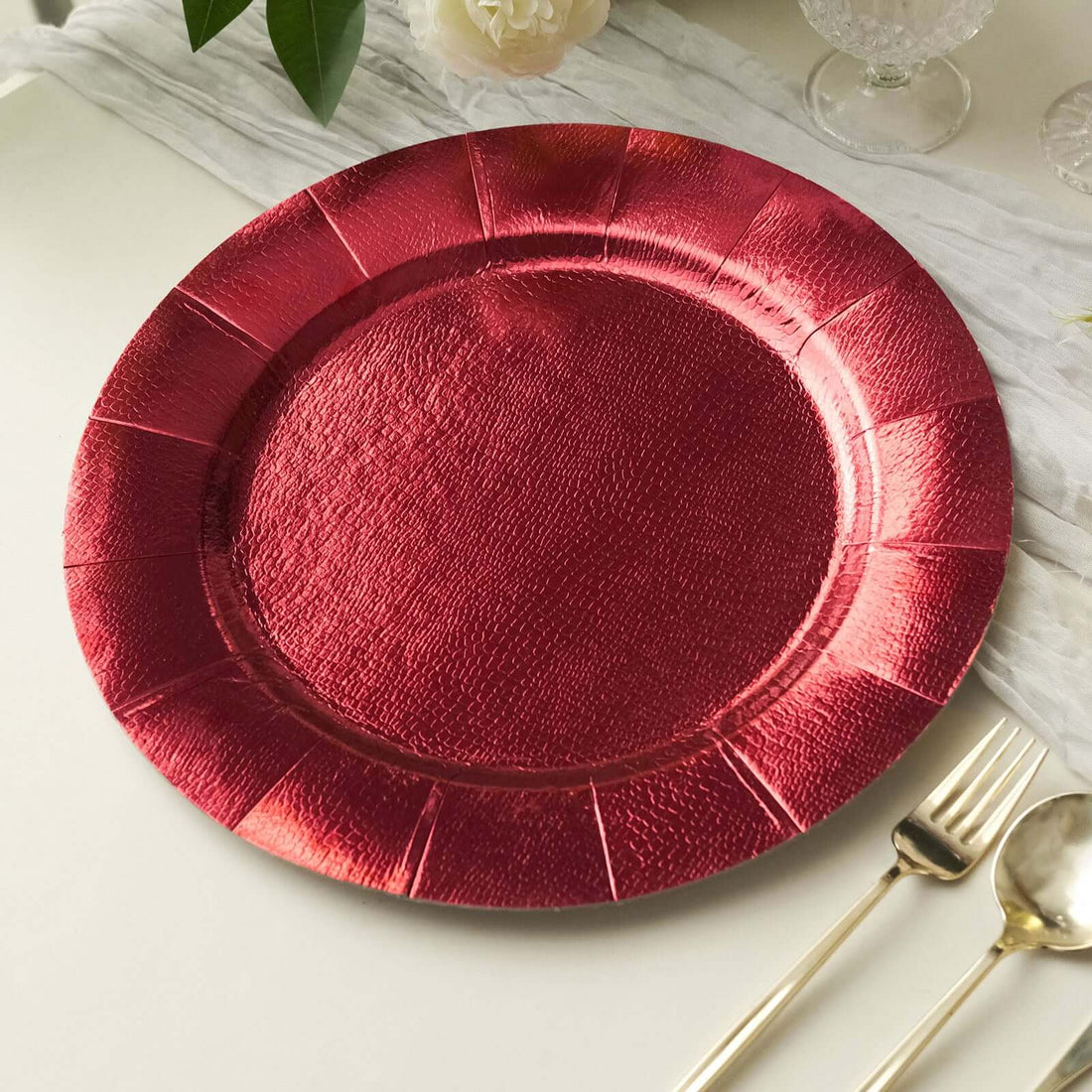 Cardboard Round Charger Plates 13" Red | eFavormart