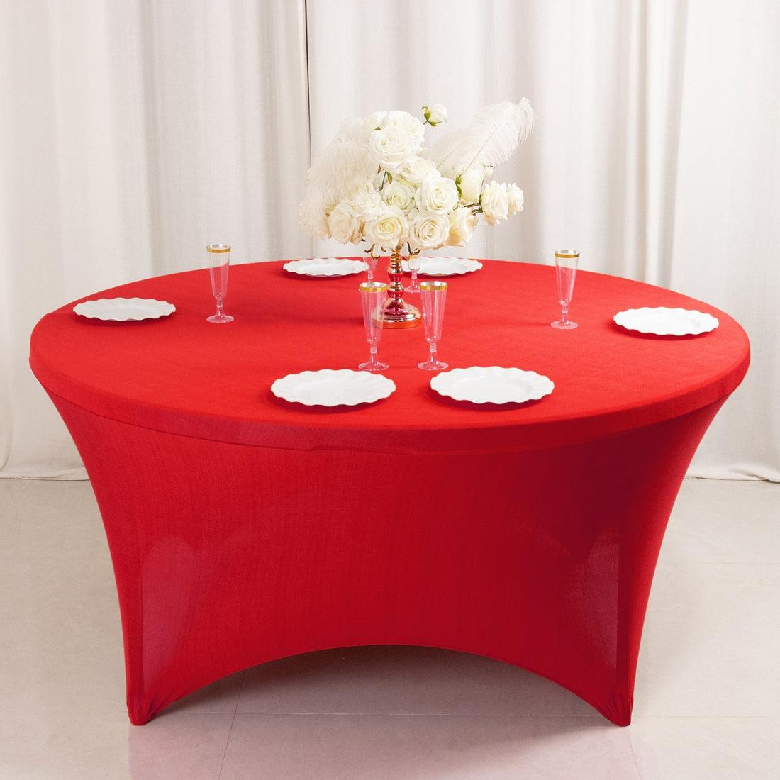 Stretch Spandex Tablecloth 60in Red | eFavormart