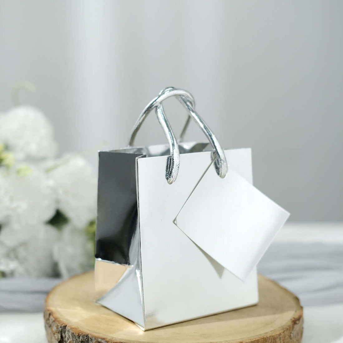12-Pack 5" Silver Foil Paper Gift Bags | eFavormart
