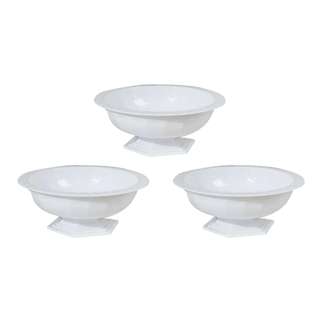 Plastic Footed Bowl Vases White 10" | eFavormart