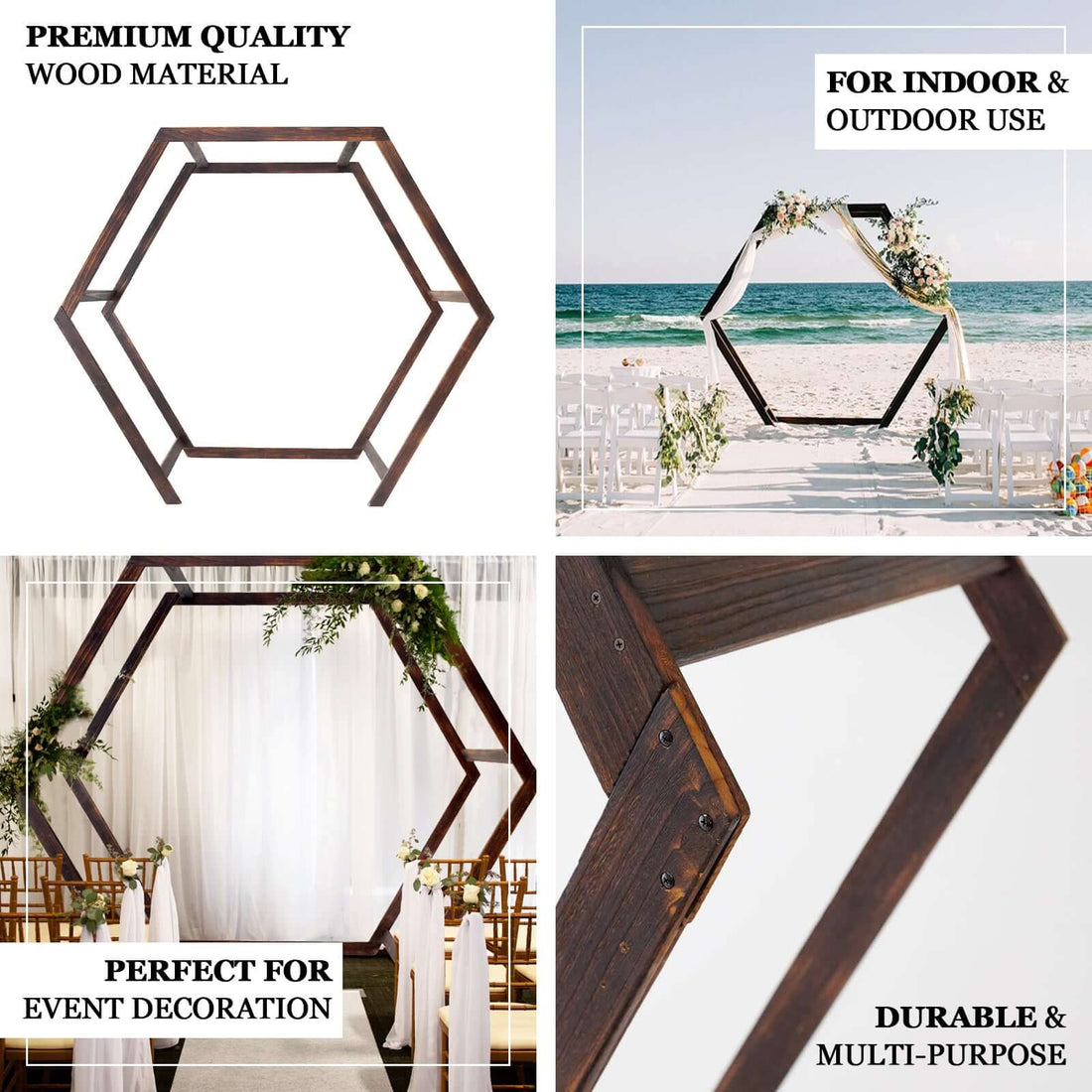 Dual Wooden Hexagon Wedding Arch Stand | eFavormart