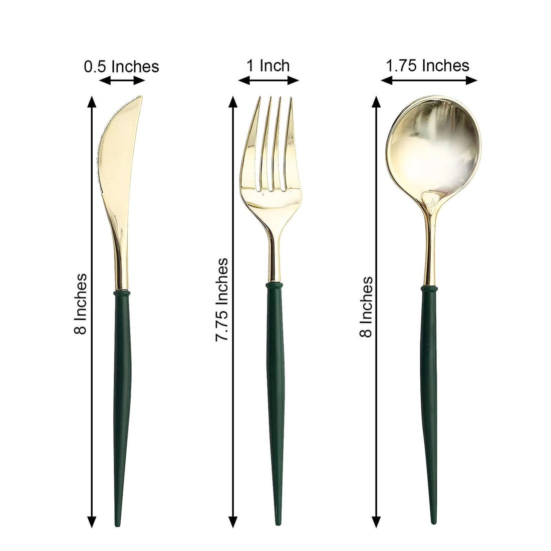 Disposable Flatware Set Metallic Gold/Emerald Green 8" | eFavormart