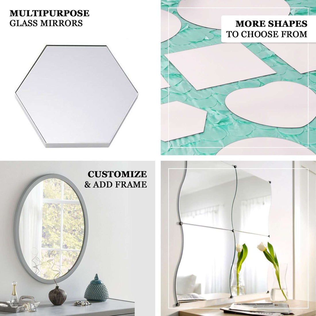 6 Pack Hexagon Glass Mirror 8" | eFavormart