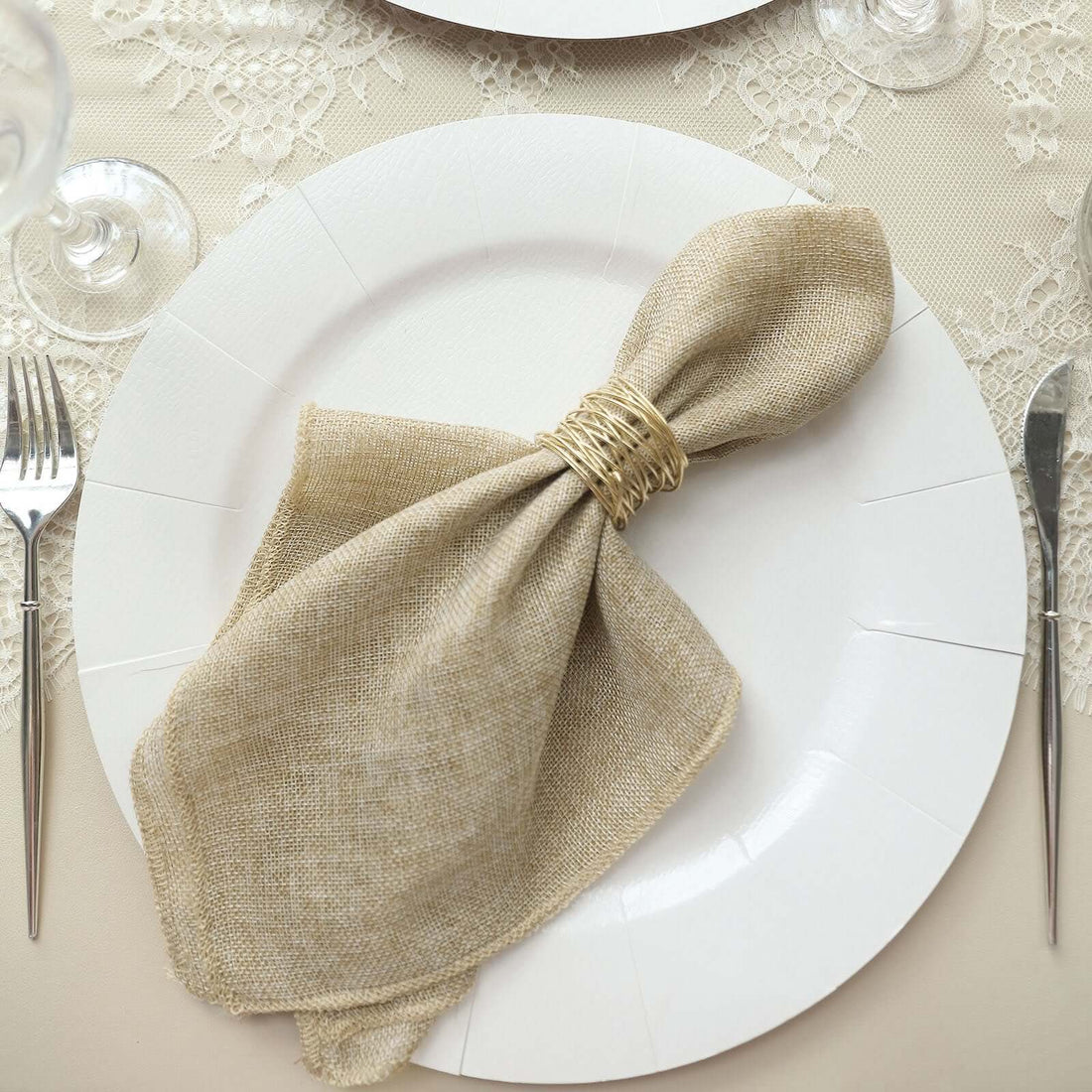Faux Jute Napkins 19"x19" Natural | eFavormart