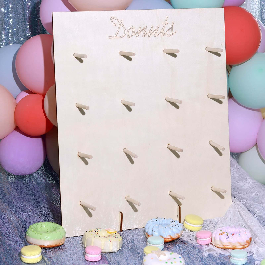 Wooden Rectangle Donut Wall Stand 19" Natural | eFavormart