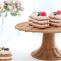 Plastic Round Rattan Cake Stand 12" Natural | eFavormart