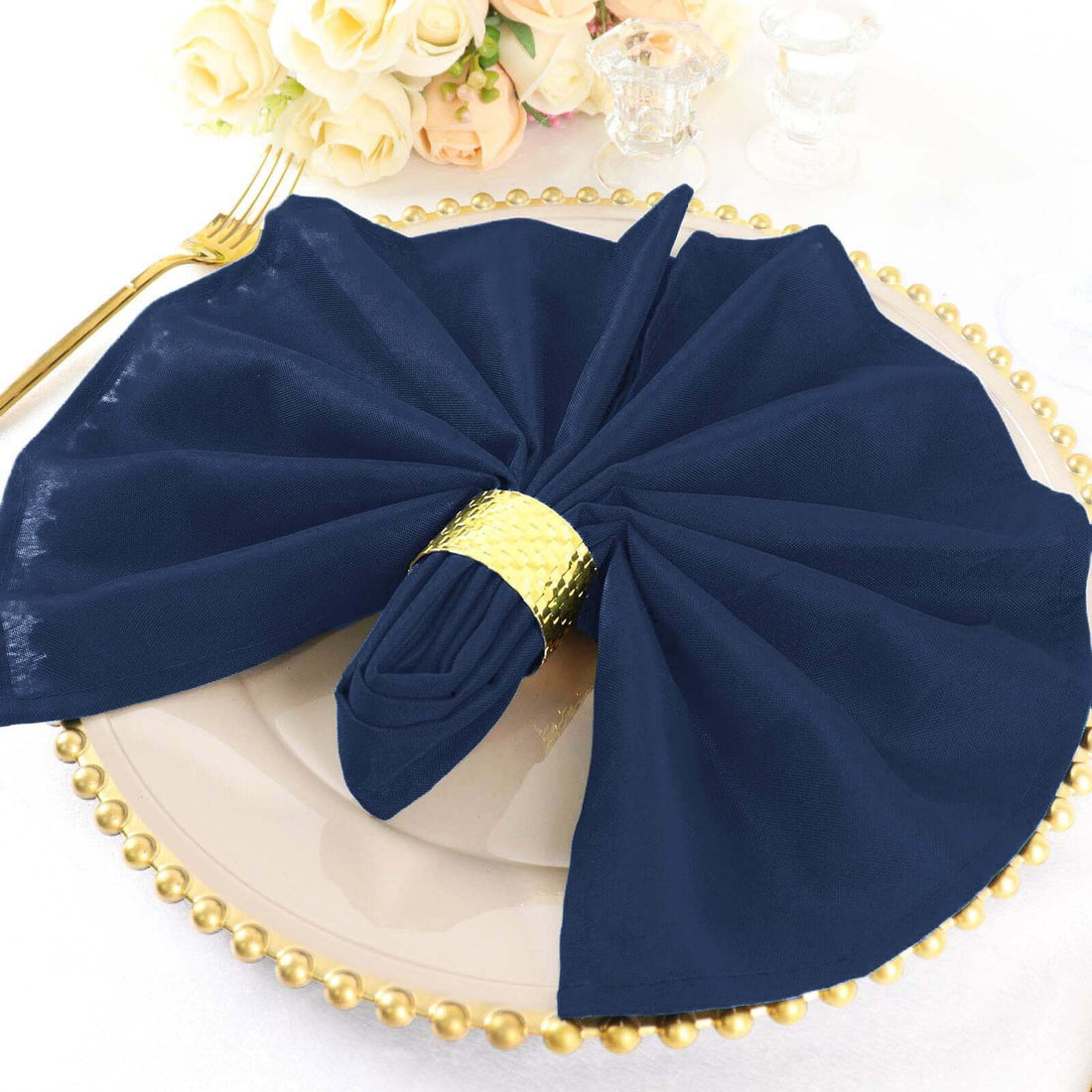 Polyester Dinner Napkins 20"x20" Navy Blue | eFavormart