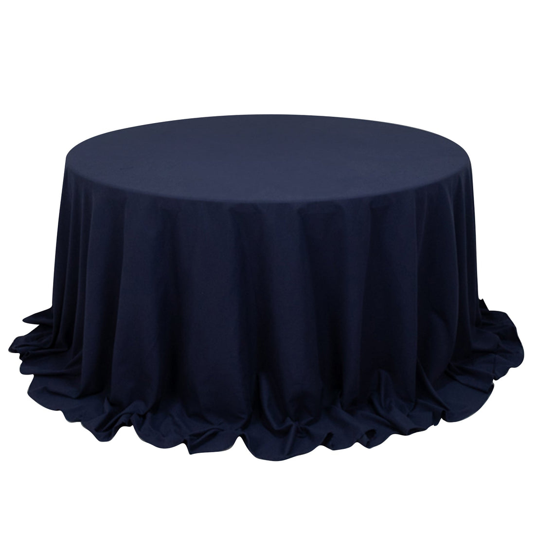 Cotton Blend Round Tablecloth 132" Navy | eFavormart