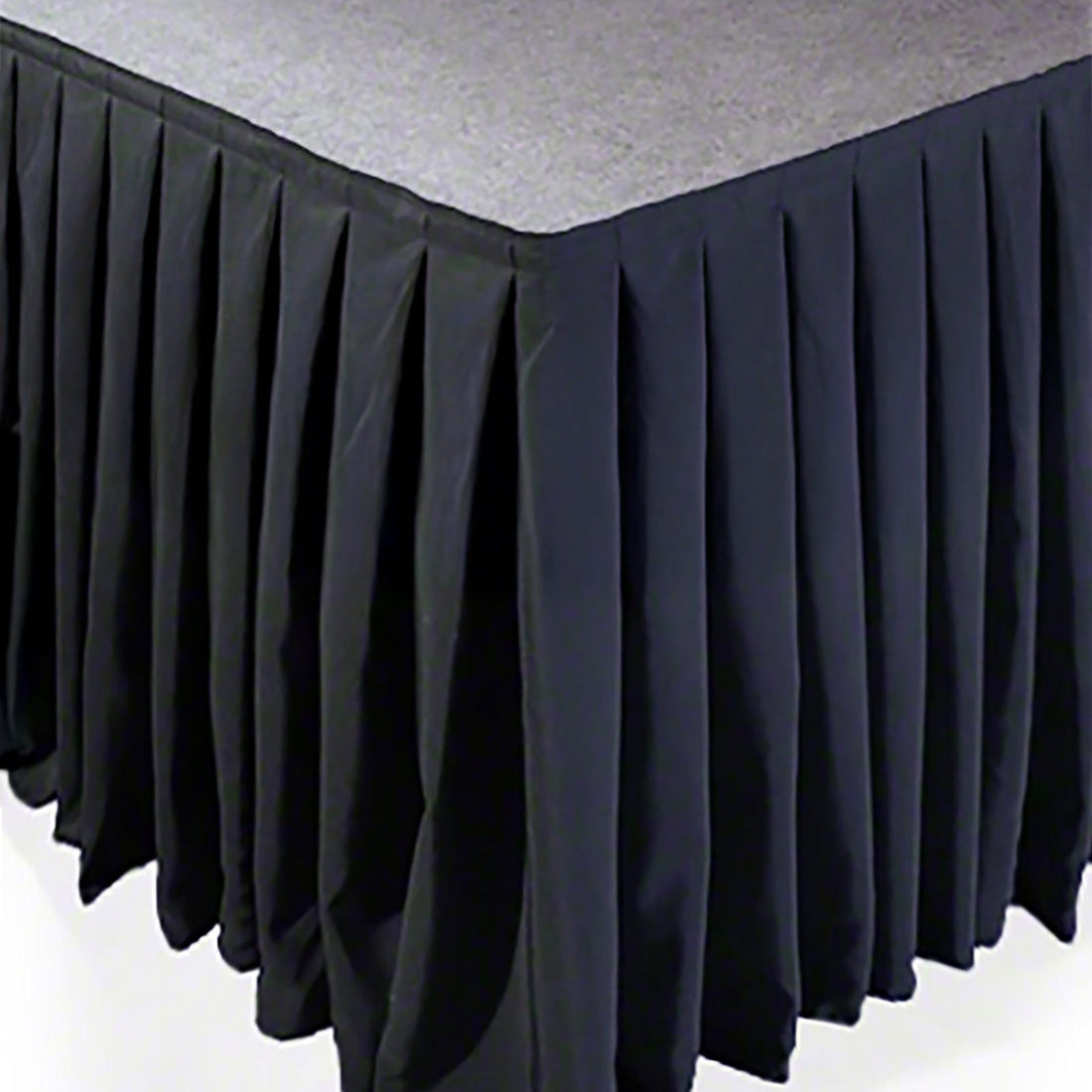 Black Shirred Polyester Stage Skirting 48"x20ft | eFavormart
