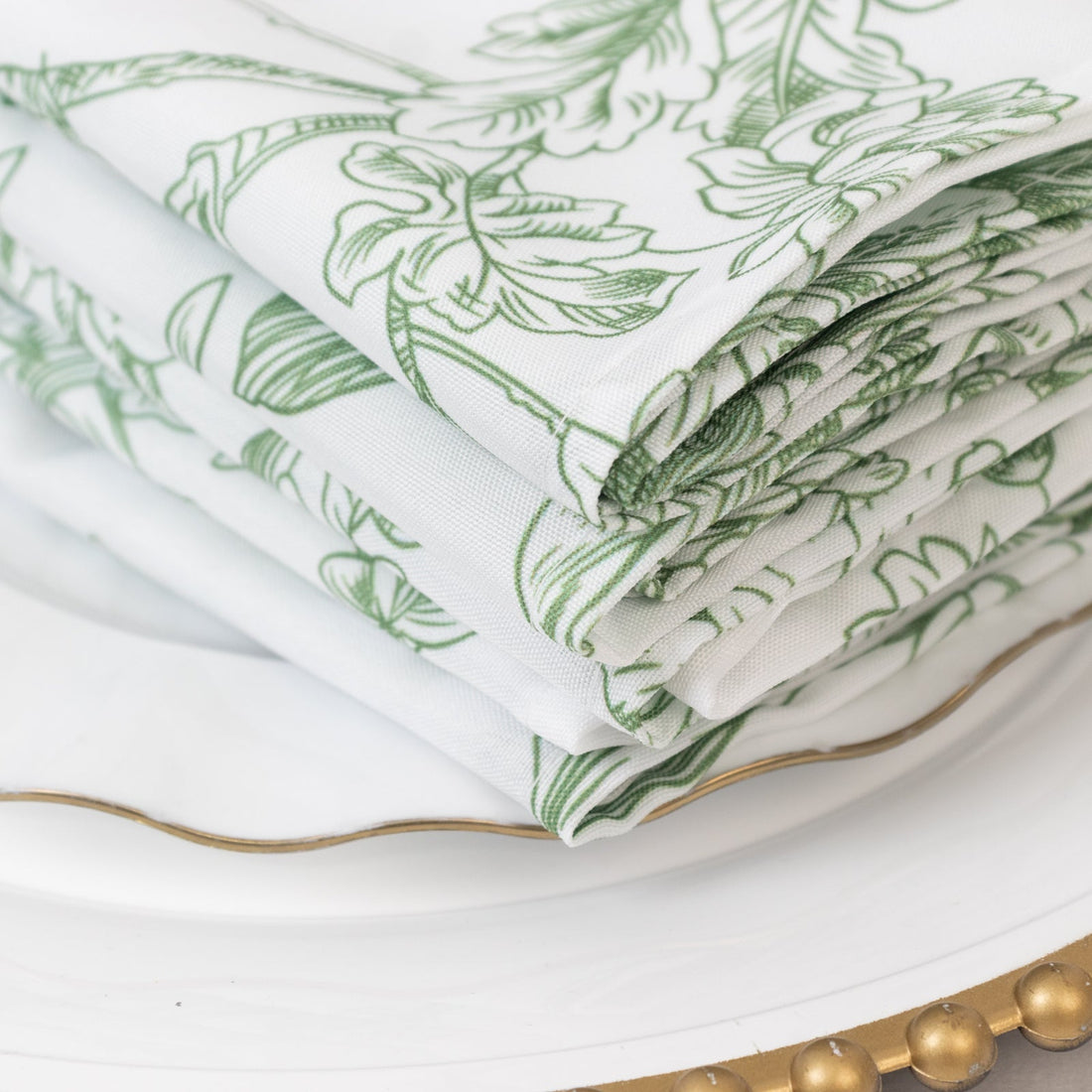 French Toile Cloth Napkins Dusty Sage Polyester | eFavormart