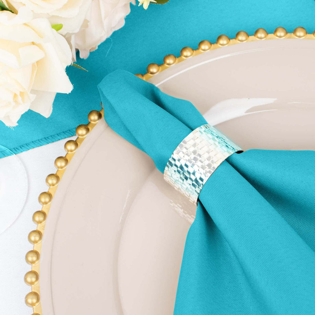 Polyester Dinner Napkins 20"x20" Turquoise | eFavormart