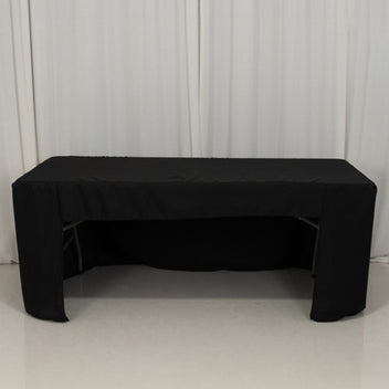 Open Back Polyester Tablecloth 72"x30" Black | eFavormart