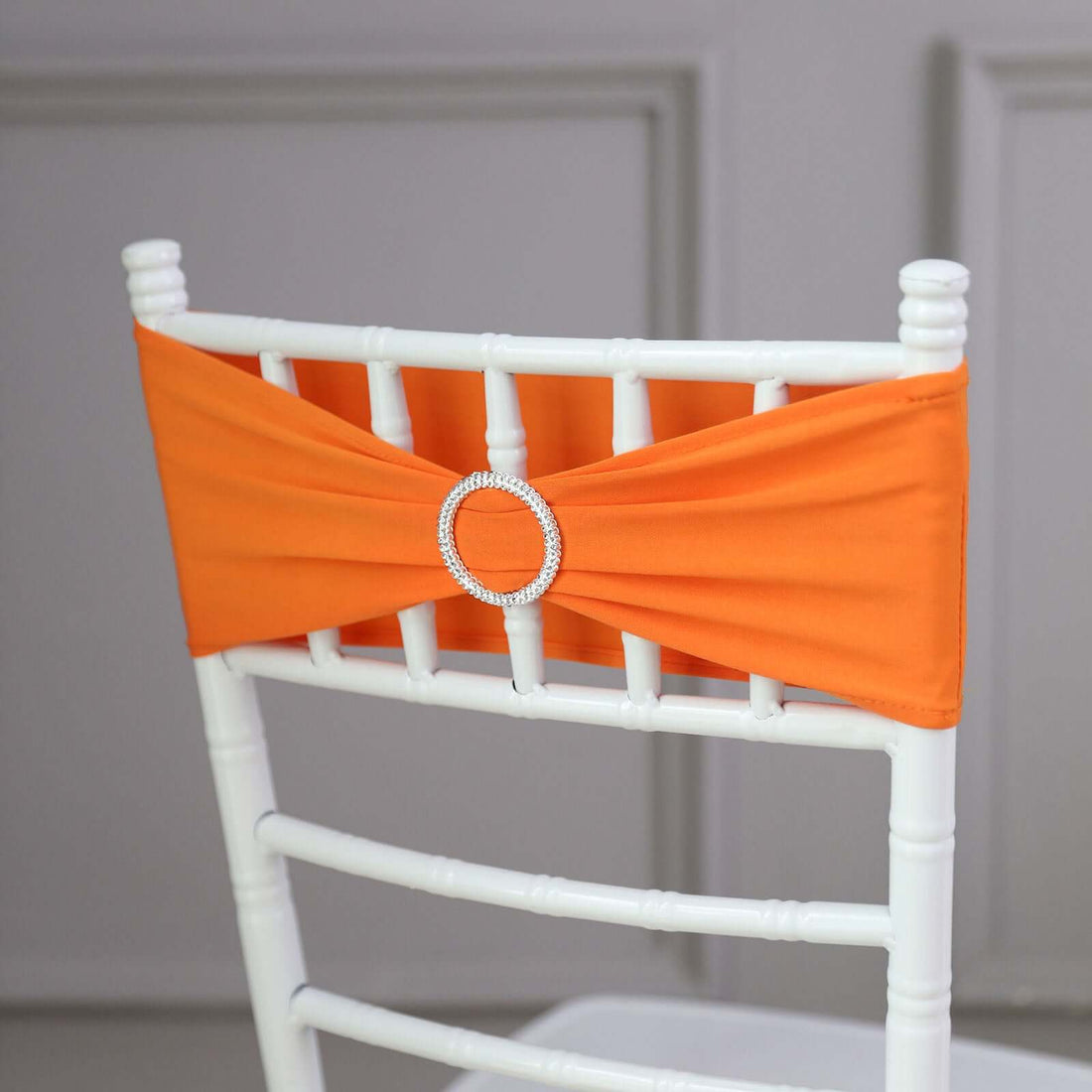 Spandex Sashes 5"x14" Orange with Diamond Buckle | eFavormart