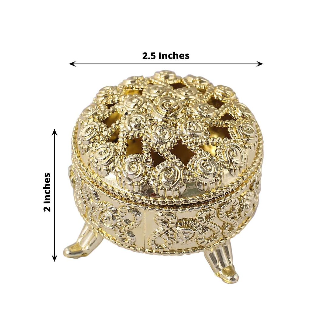 Mini Vintage Round Candy Containers Gold 2.5" | eFavormart