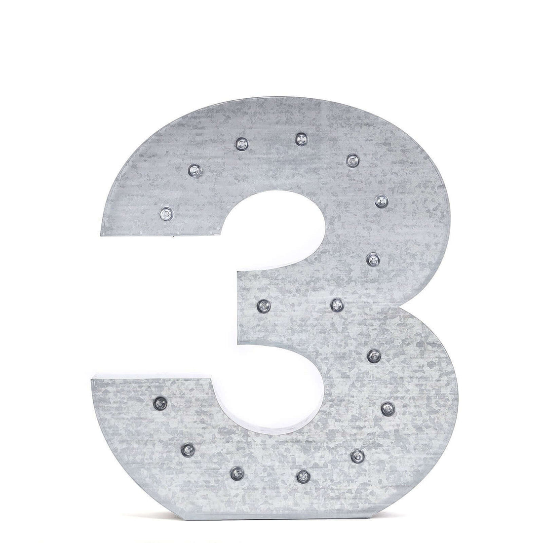 Vintage Galvanized Marquee Number 3 Light | eFavormart