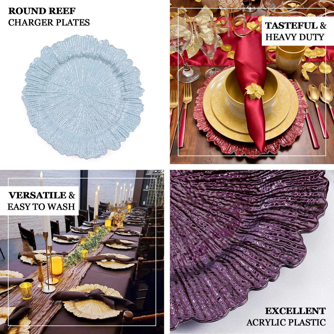 Transparent Blush Reef Charger Plates 6 Pack | eFavormart