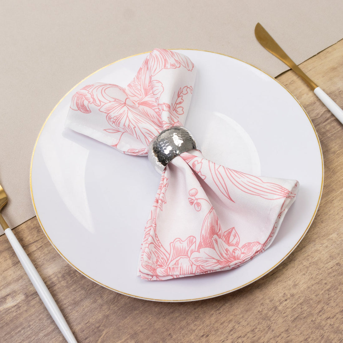 French Toile Cloth Napkins Pink Polyester | eFavormart