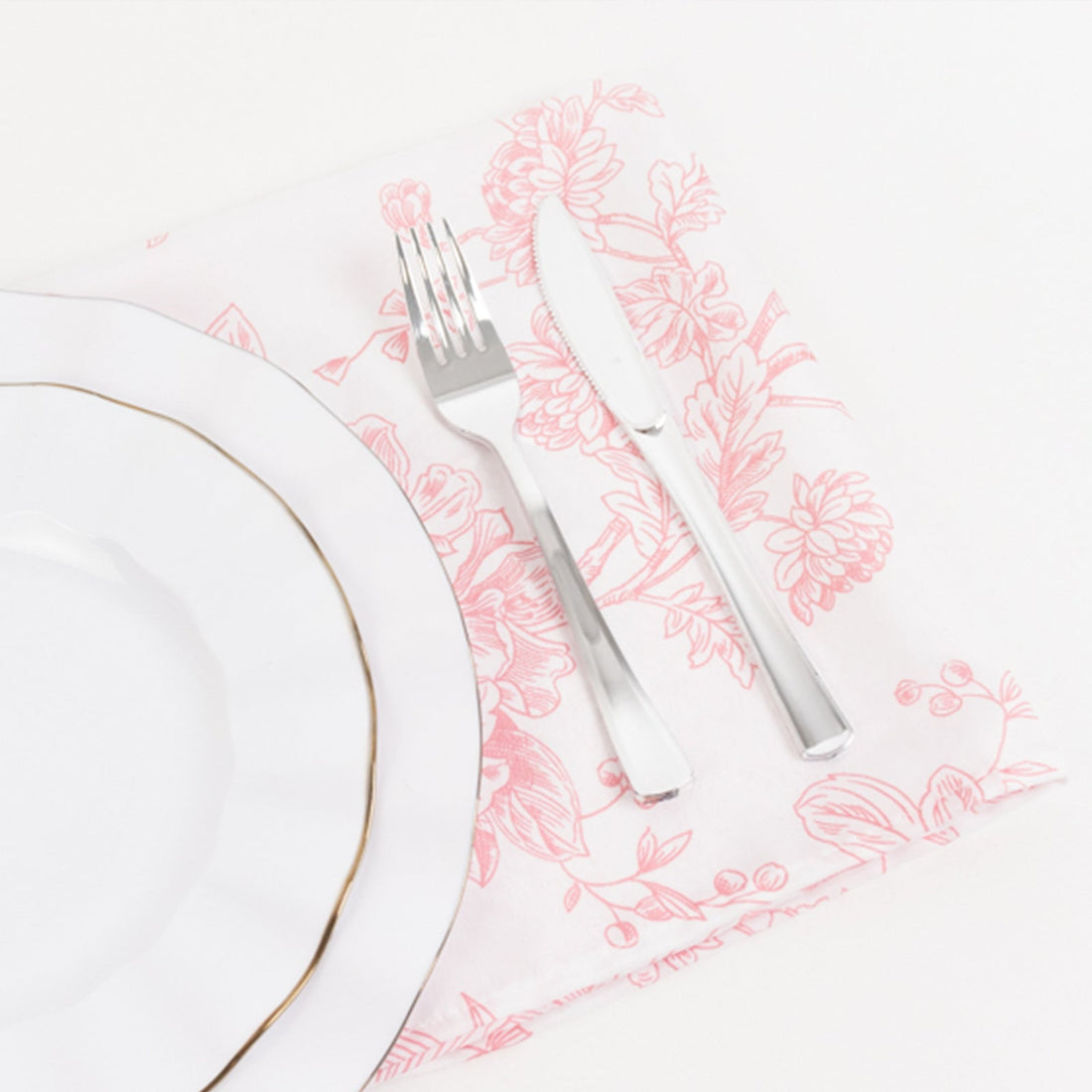 Pink Polyester French Toile Napkins 5 Pack | eFavormart