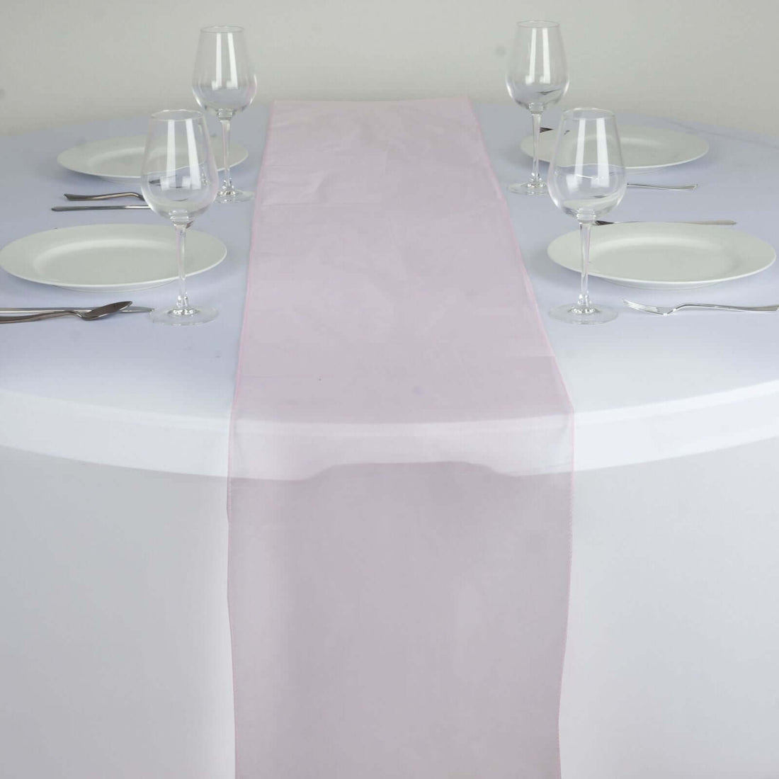 Organza Table Runners 14"x108" Pink | eFavormart