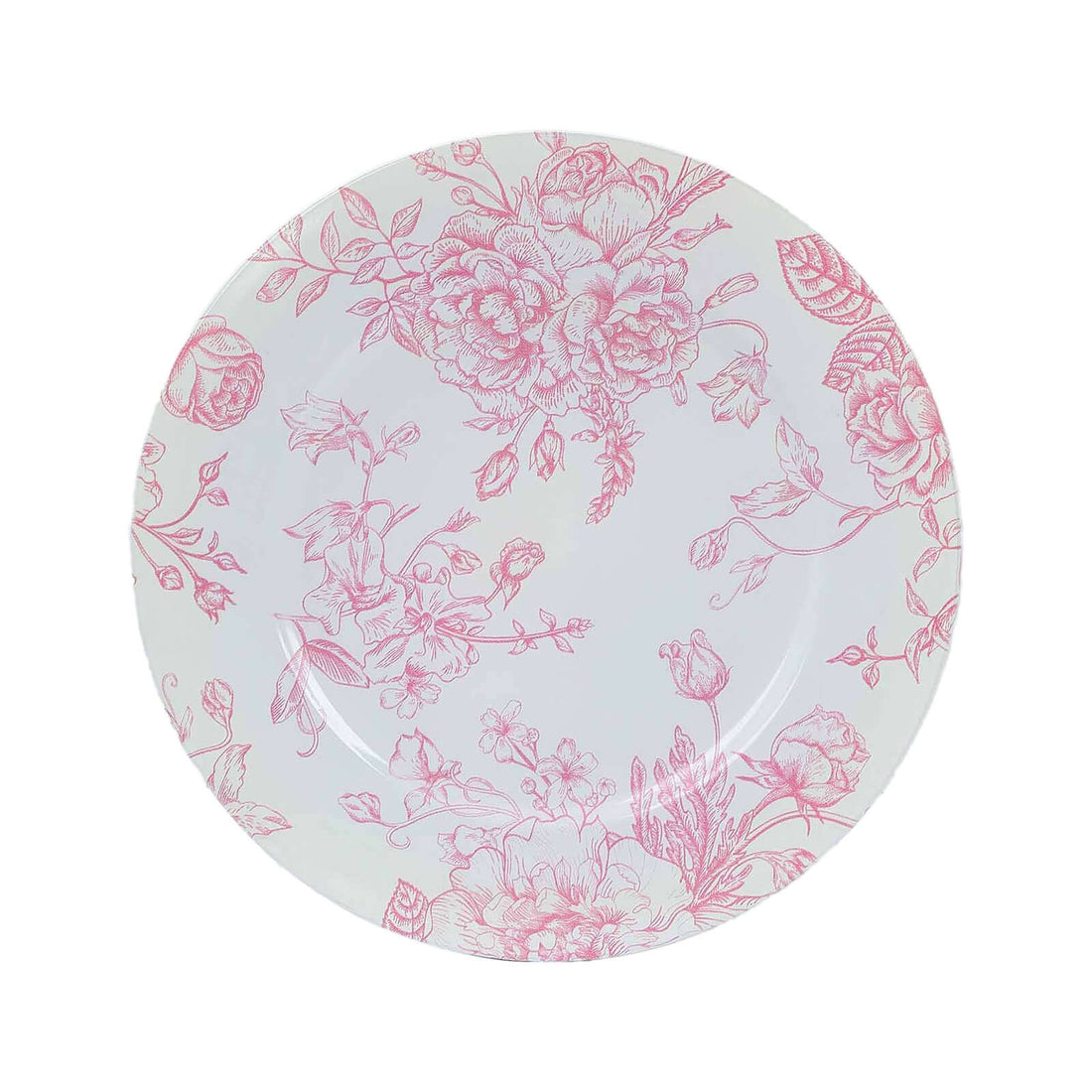 White/Pink French Toile Acrylic Charger Plates | eFavormart