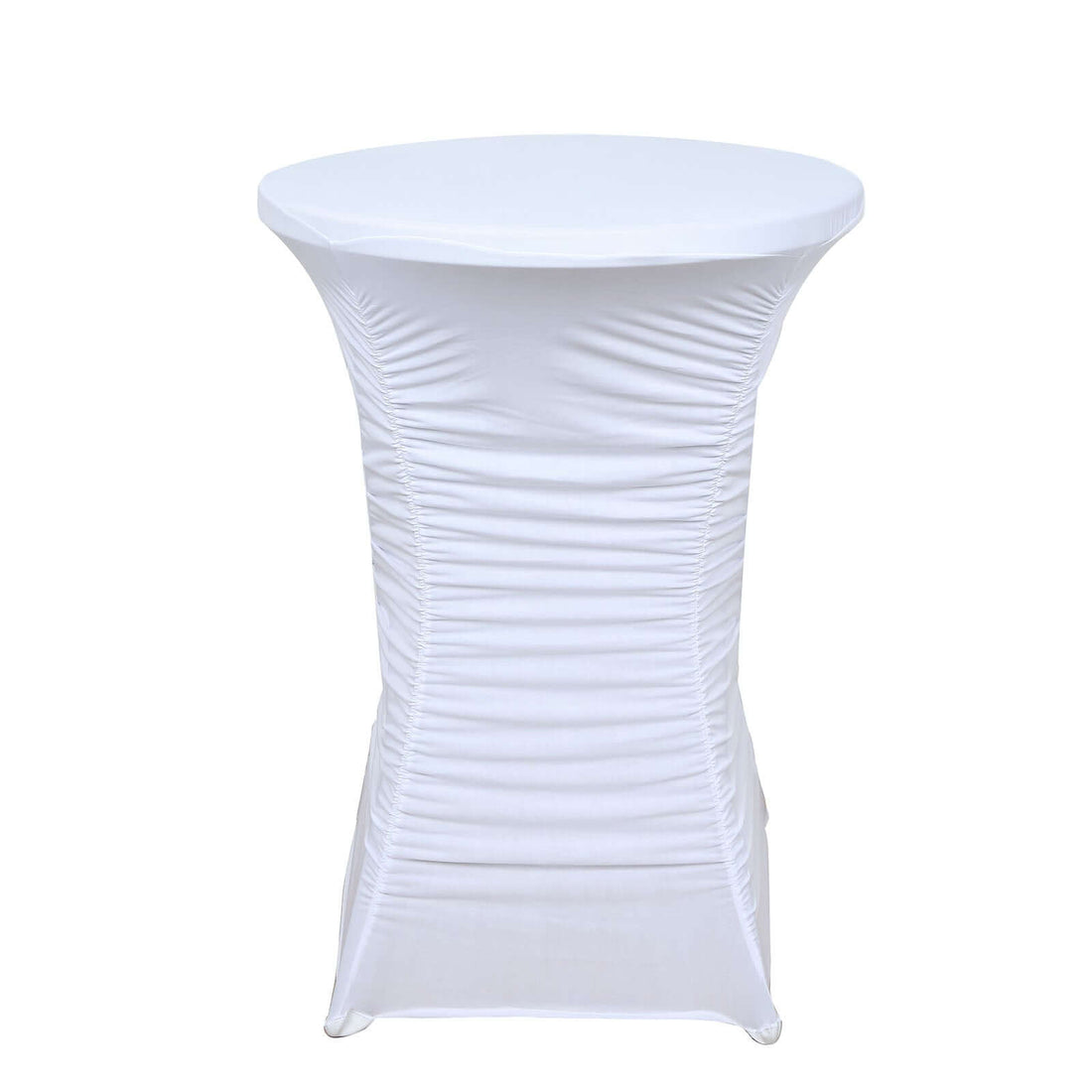 Ruched Spandex Cocktail Table Cover 32" White | eFavormart