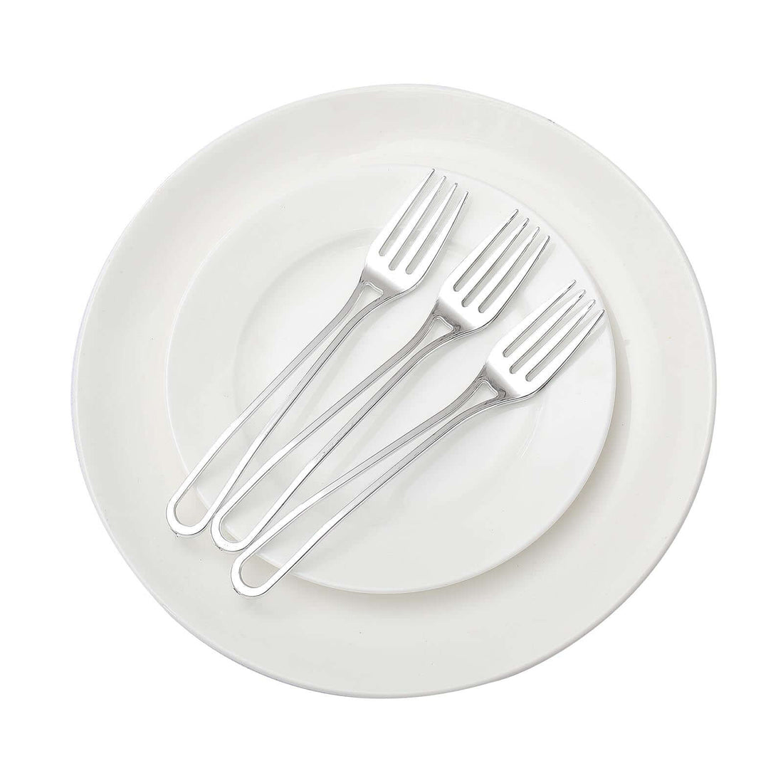 Plastic Forks 7" Silver with Modern Hollow Handle Design | eFavormart