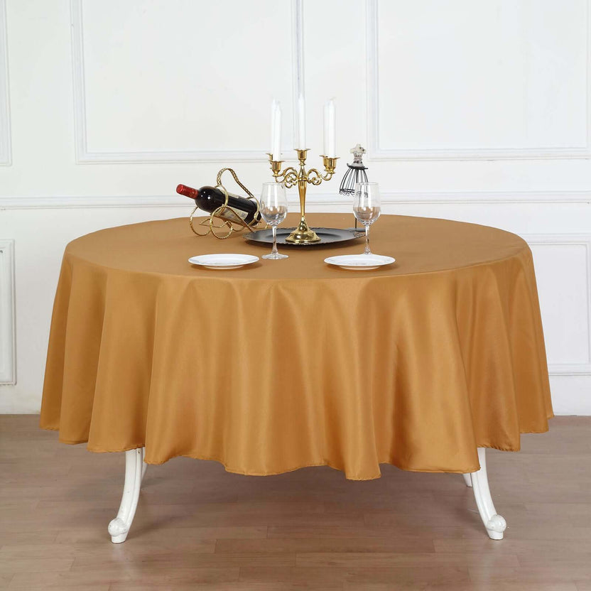 Polyester Round Tablecloth 90" Gold | eFavormart