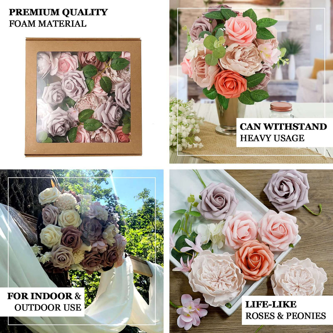 Foam Rose, Peony & Daisy Mix Flower Box | eFavormart