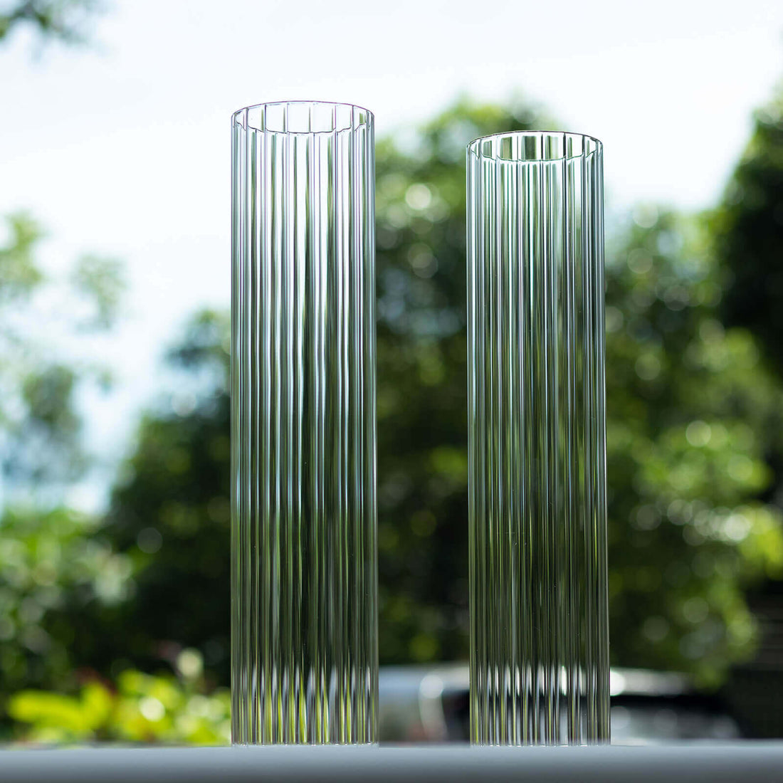 Clear Ribbed Glass Hurricane Shades 14" | eFavormart