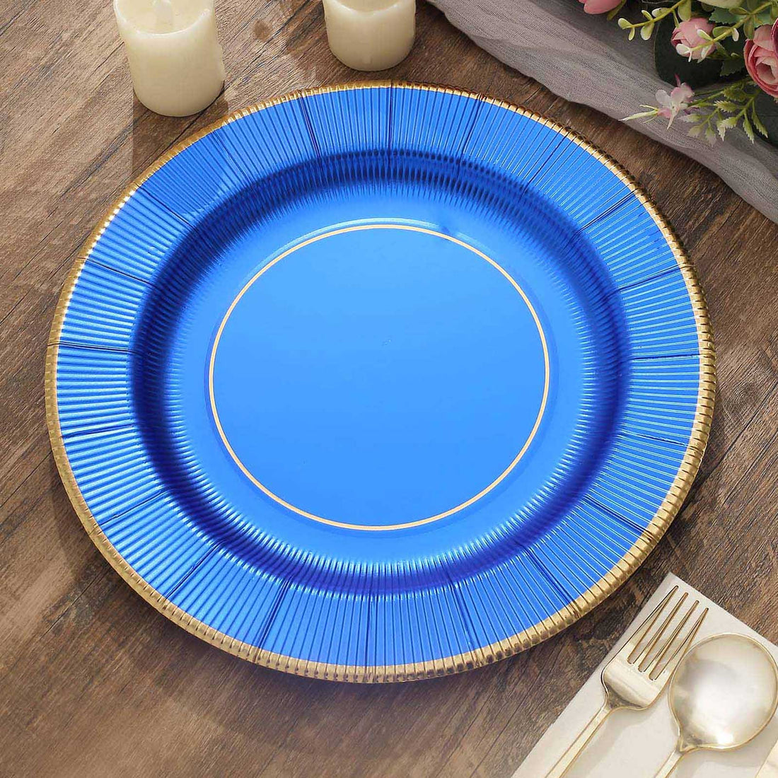 Sunray Paper Charger Plates 13" Royal Blue | eFavormart