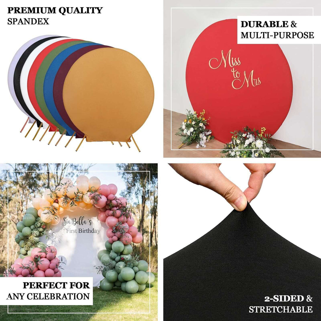 7.5ft Matte Blush Round Spandex Backdrop | eFavormart