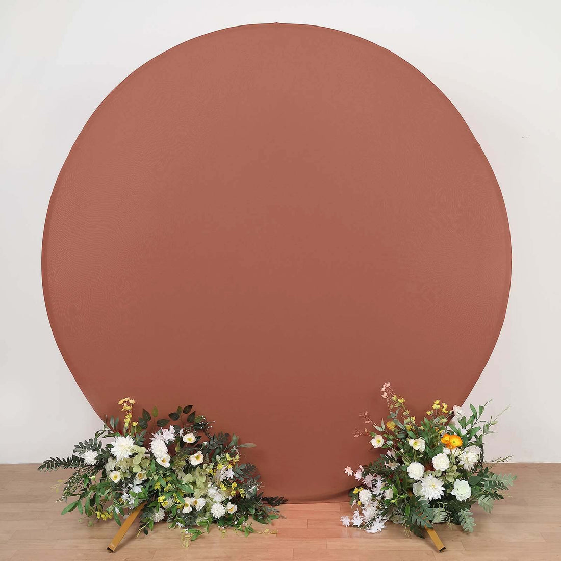 7.5ft Terracotta Rust Round Spandex Backdrop | eFavormart