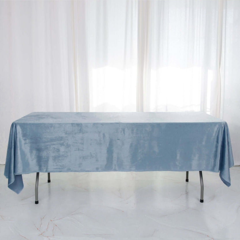 Velvet Tablecloth 60"x102" Dusty Blue | eFavormart